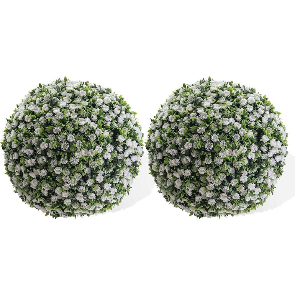 Gravee 15 in. 2 Pieces, Artificial Topiary Balls Flower Topiary Ball ...