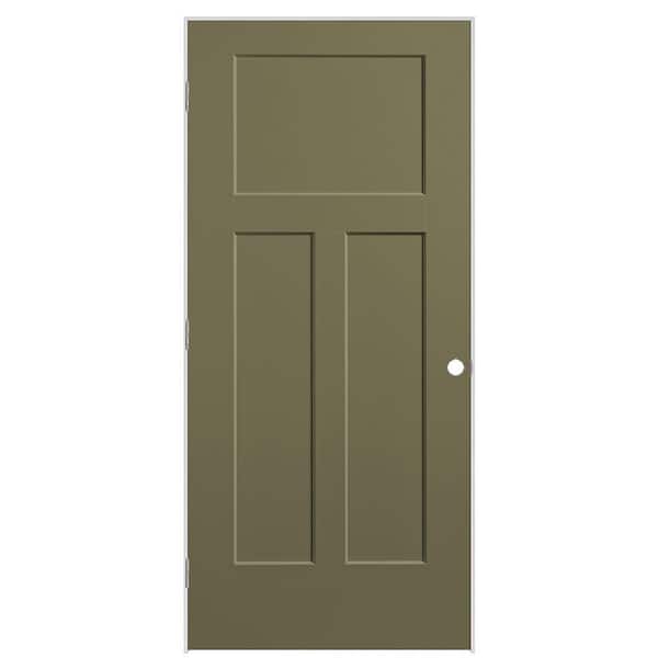 Masonite 36 in. x 80 in. 3-Panel Winslow Right-Hand Solid Core Truly ...