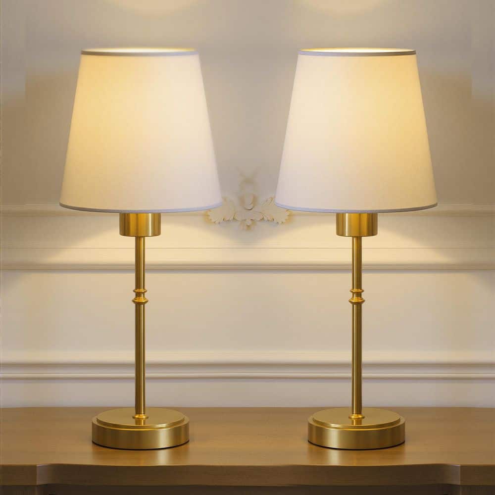 YANSUN 7 in. Gold LED Table Lamp, Stepless Dimmable Bedside Light with ...