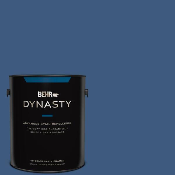 BEHR DYNASTY 1 gal. #M520-7 Admiral Blue One-Coat Hide Satin Enamel ...