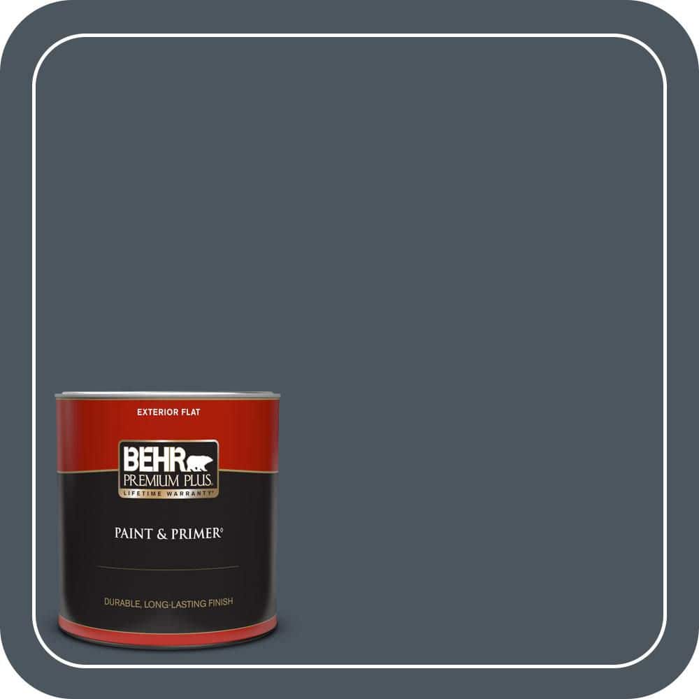 BEHR PREMIUM PLUS 1 qt. #N480-7 Midnight Blue Flat Exterior Paint ...