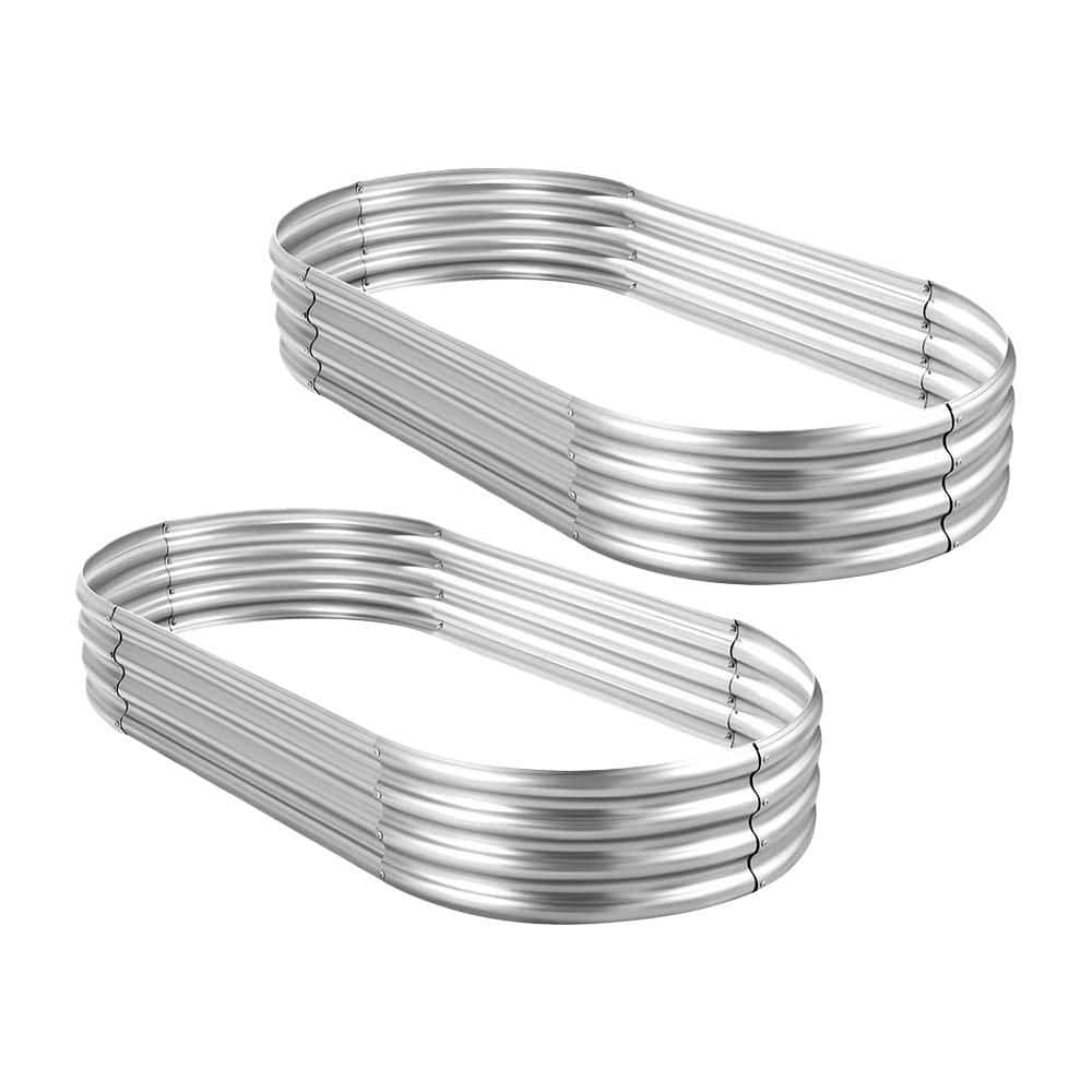 OGETFUUR 2-Pack Galvanized Metal Raised Garden Bed Kit, Galvanized ...