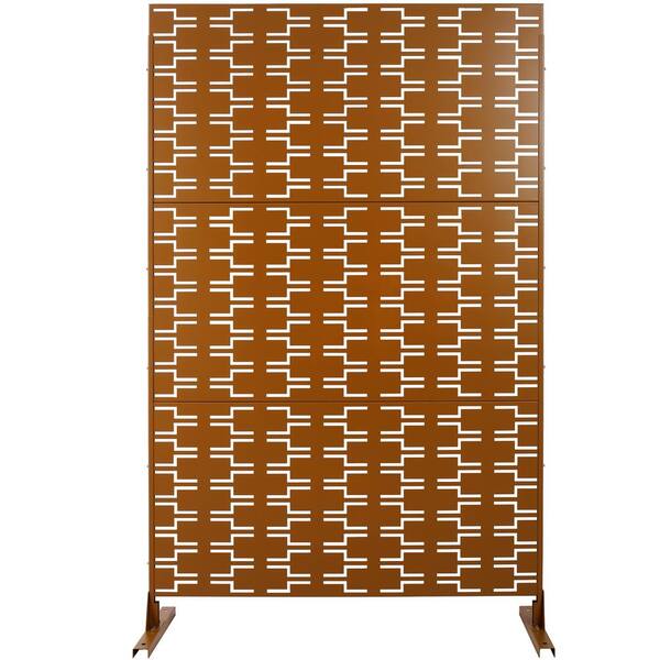Zeus & Ruta 6.3 ft. H x 4 ft. W Brown Metal Privacy Screen Freestanding ...