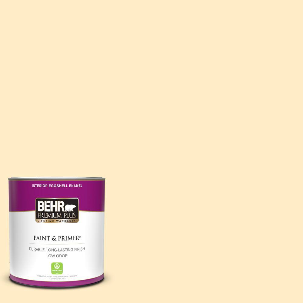 BEHR PREMIUM PLUS 1 qt. #330A-2 Frosted Lemon Eggshell Enamel Low Odor ...