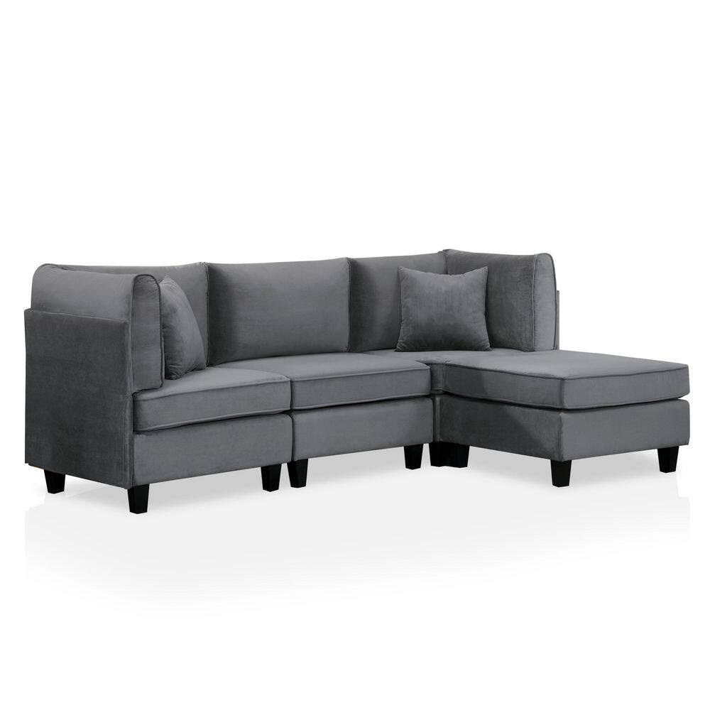 Furniture of America Mogule 90 in. W Polyester L-Shaped Sectional in ...