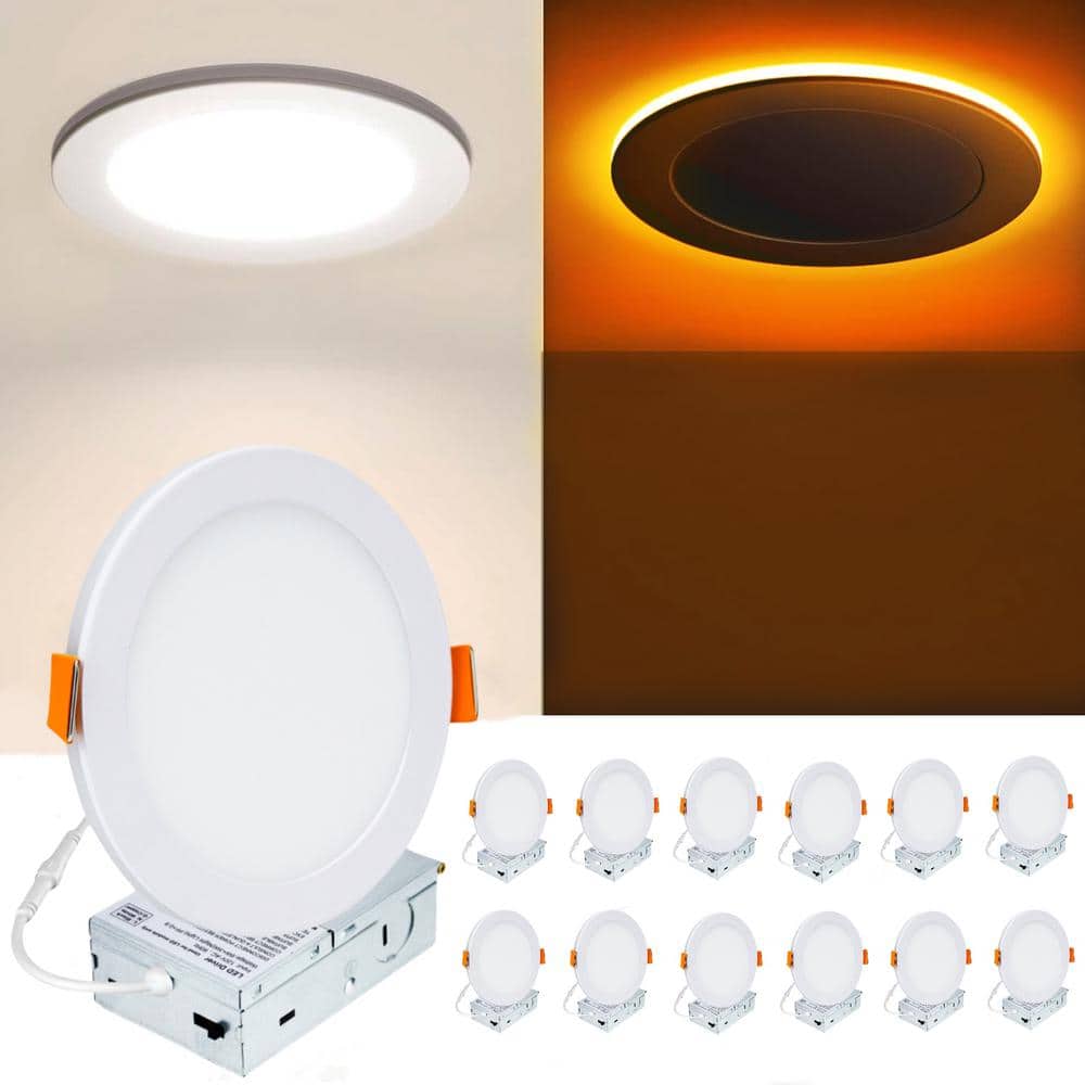 WYZM 12 Pack 5/6 in. LED Recessed Ceiling Light with Night Light 5CCT ...