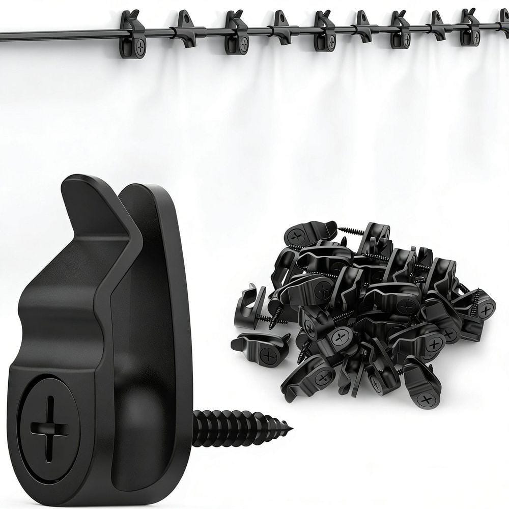 Outdoor Christmas String Light Clips-50 Pack Weatherproof Black Hooks ...
