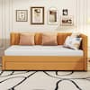 Harper & Bright Designs Yellow Wood Twin Size Linen Upholstered Daybed ...