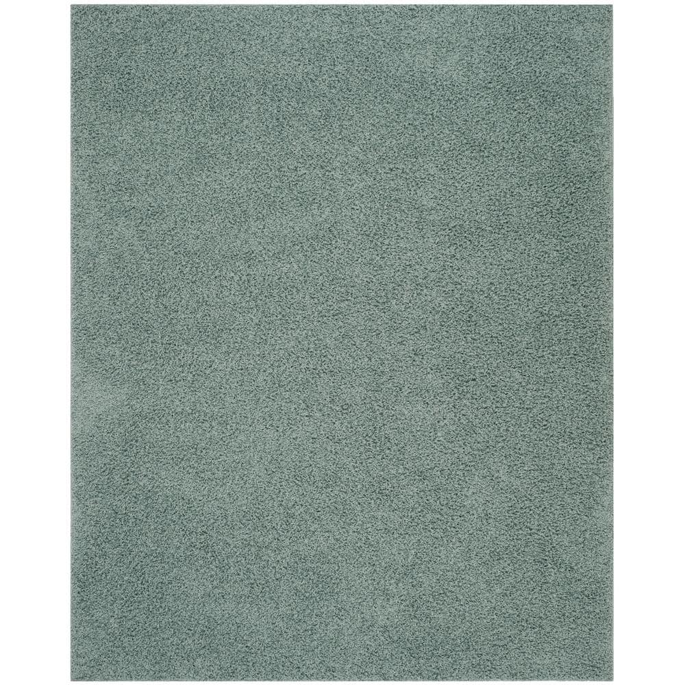 SAFAVIEH Athens Shag Seafoam 8 ft. x 10 ft. Solid Area Rug SGA119D-8 ...