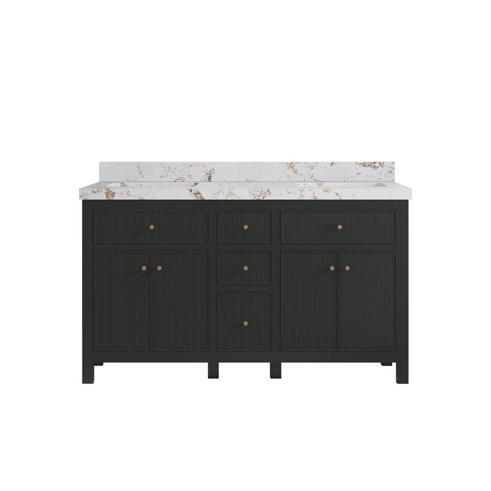 Willow Collections Sonoma 60 in. Double Sink Freestanding Black Top ...