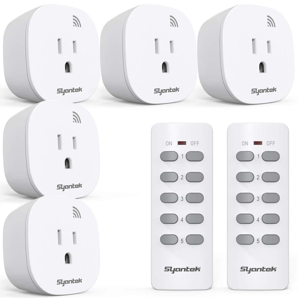 BIBIVIS 100 ft. White Expandable Remote Control Outlet Wireless Light ...