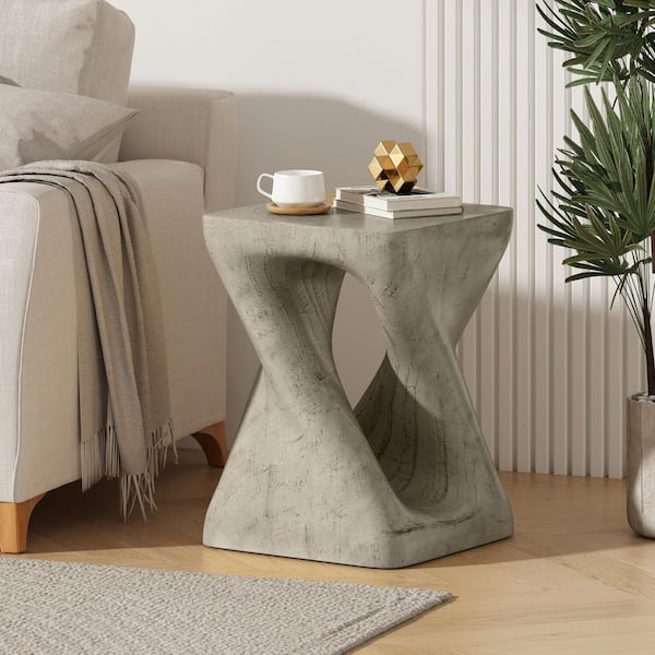 Artistic Design Gray MGO Twist Shape Side Table with Wood-like texture ...