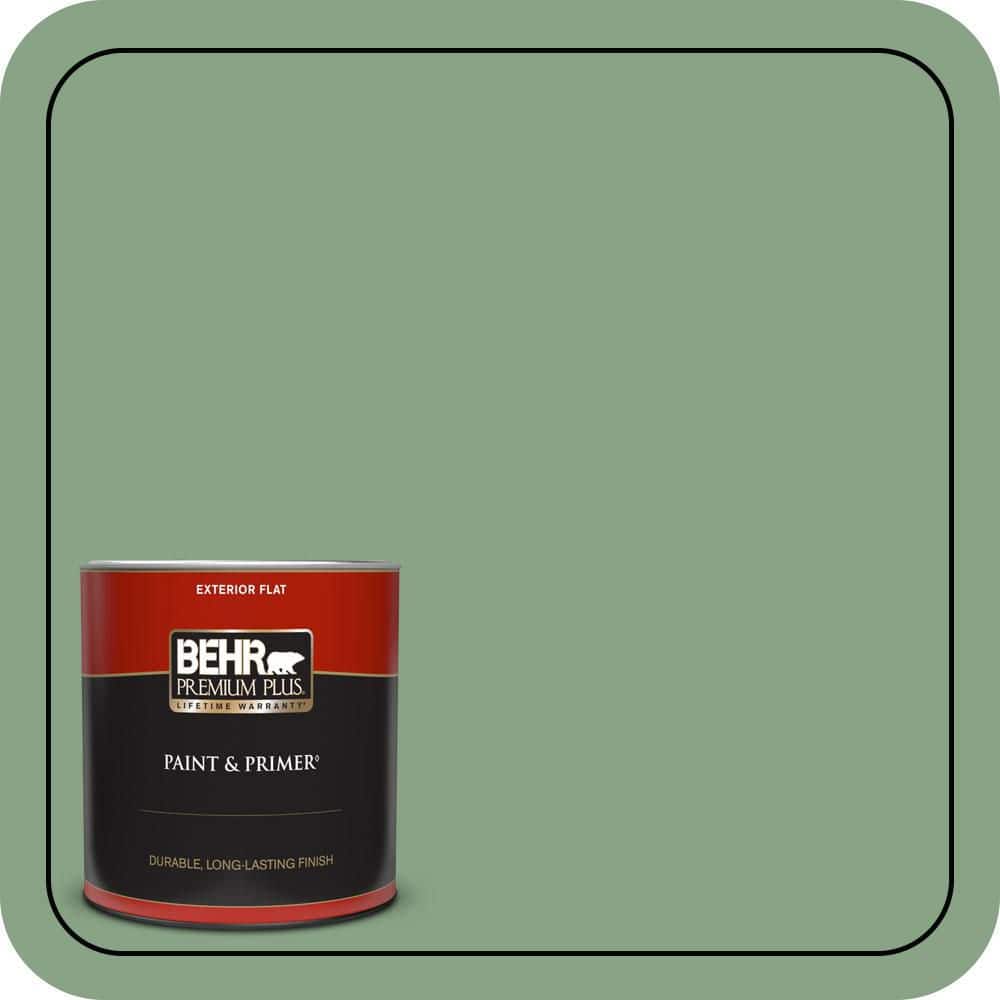 BEHR PREMIUM PLUS 1 qt. #S400-5 Gallery Green Flat Exterior Paint ...