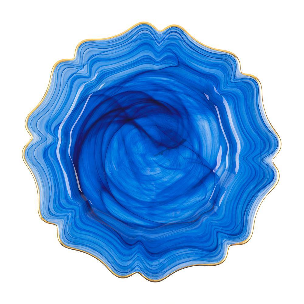 American Atelier Empire 13 in. D Navy Alabaster Glass Charger Plate ...