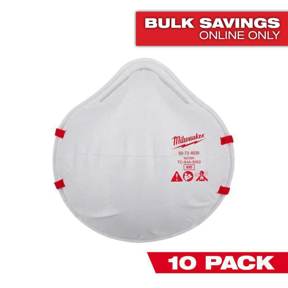Milwaukee N95 Multi-Purpose Unvalved Respirator (10-Pack) 48-73-4034 ...