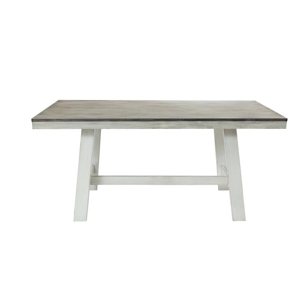 LuxenHome Off White Wood 64.57 in. 4-Legs Dining Table (Seats-4 ...