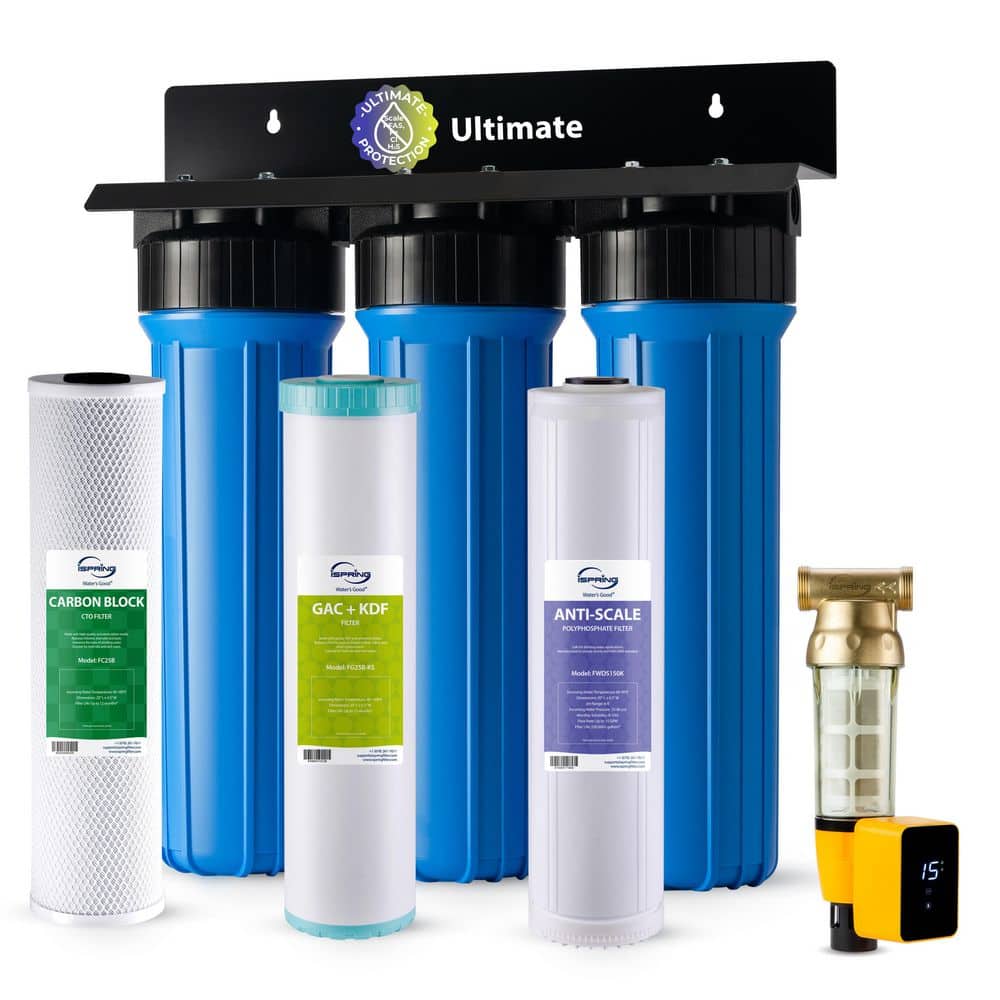 ISPRING Whole House Water System w/Auto-Flushing Spin Down Filter, Anti ...