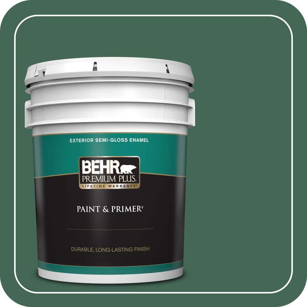 BEHR PREMIUM PLUS 5 gal. #M420-7 Billiard Green Semi-Gloss Enamel ...
