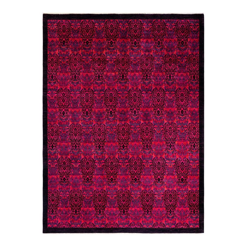 Chloe & Olivia Home Overdyed Pink 9 ft. x 12 ft. Solid Wool Indoor Area ...