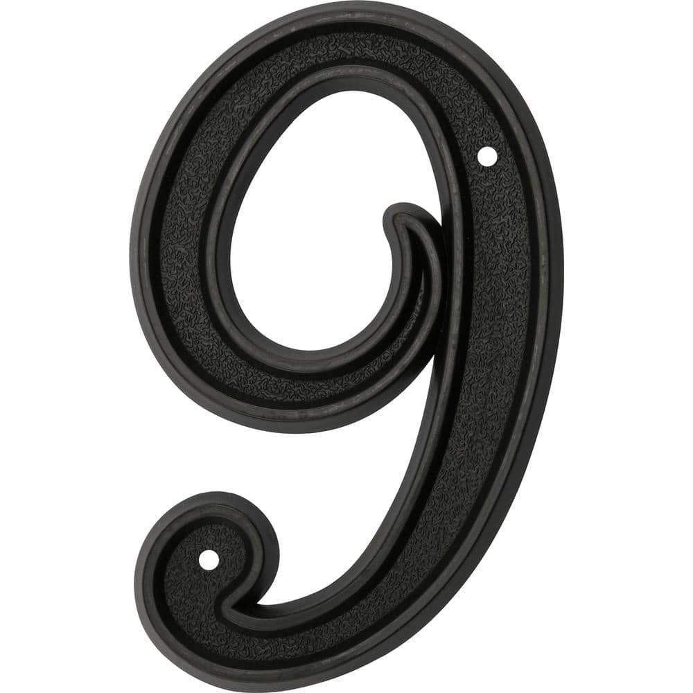 Everbilt 5-1/2 in. Black Plastic House Number 9 30996 - The Home Depot