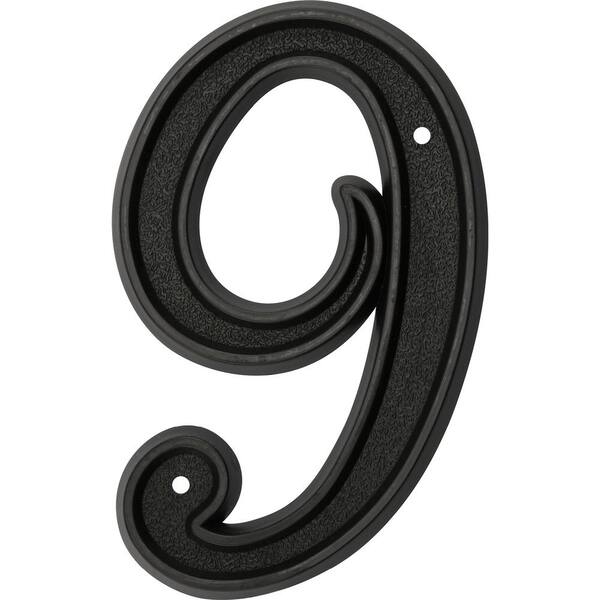 Everbilt 5-1/2 in. Black Plastic House Number 9 30996