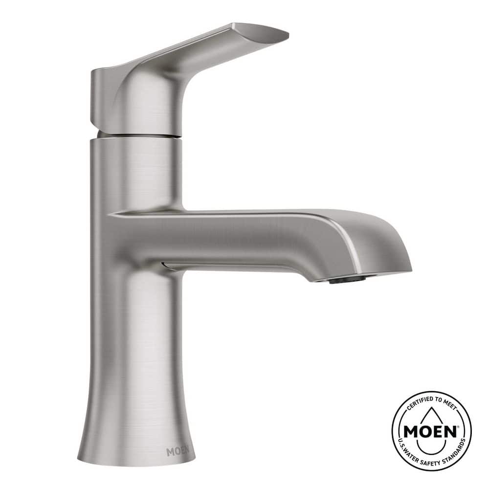MOEN Liso Single Handle Single Hole Bathroom Faucet in Spot Resist ...