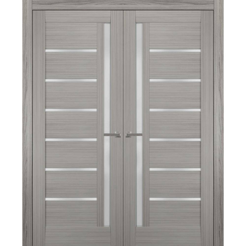 Sartodoors 84 in. x 80 in. 2 Panel Gray Ash Finished Solid MDF Sliding ...