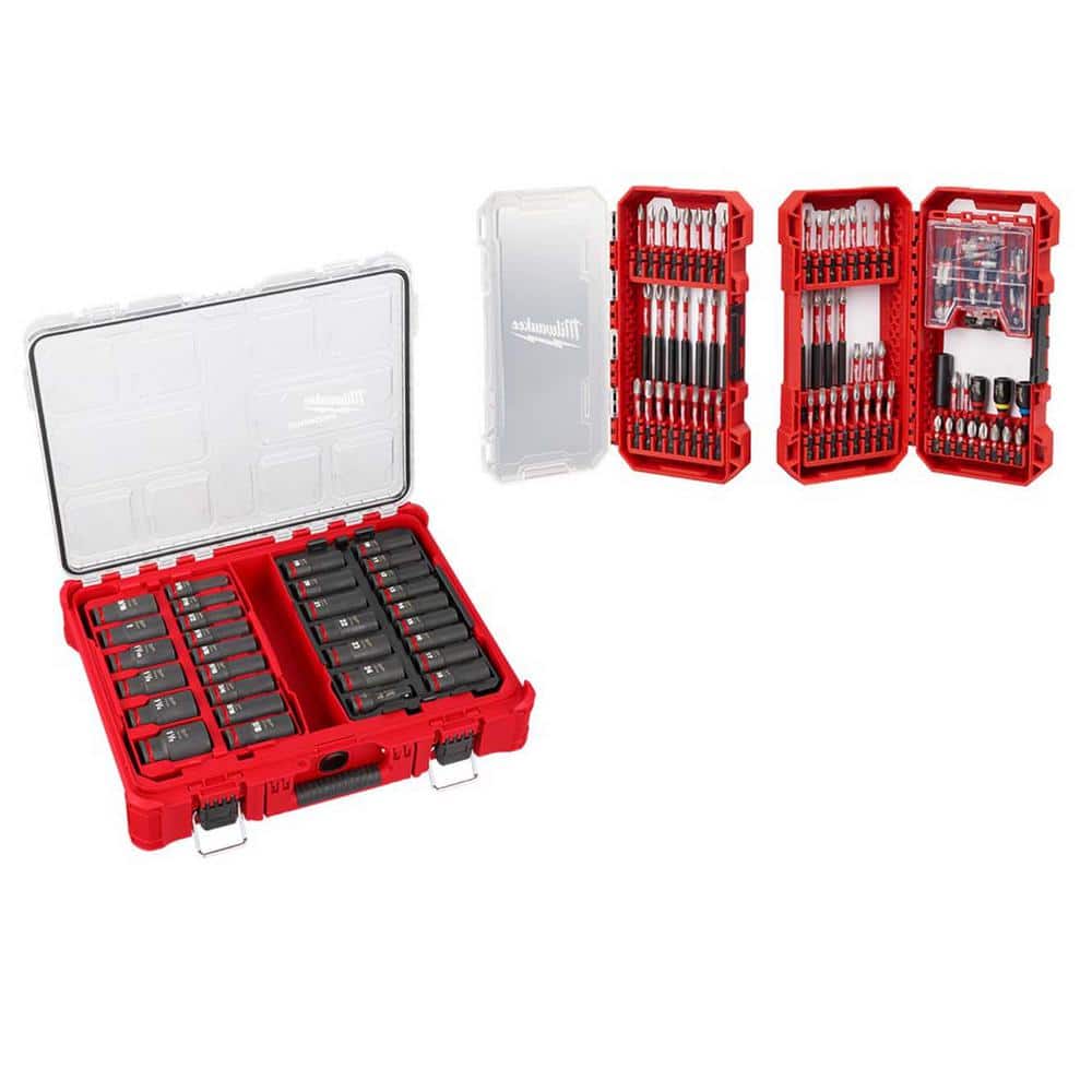 Milwaukee SHOCKWAVE 1/2 in. Drive Deep Well Impact PACKOUT Socket Set ...
