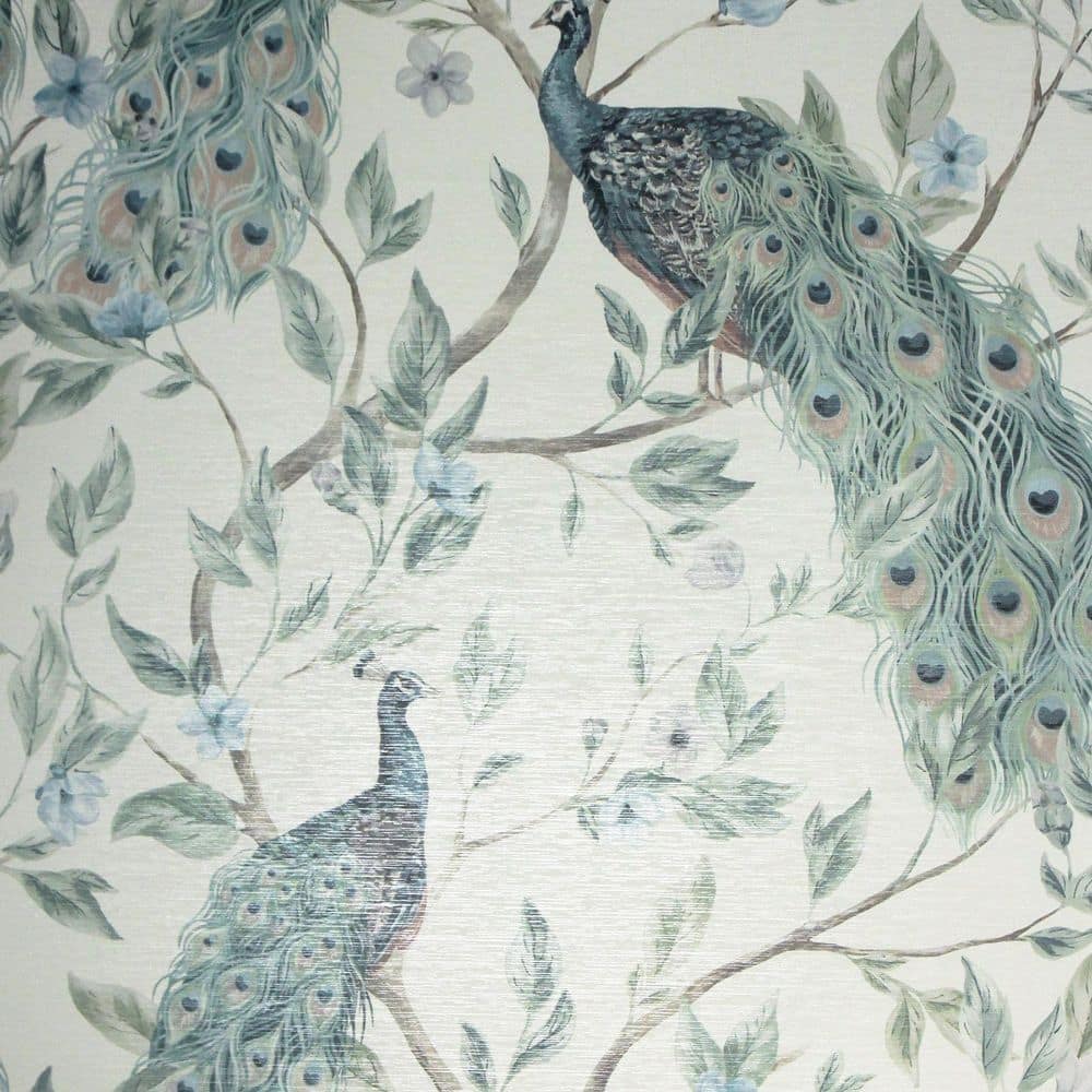 Arthouse Keeka Blue Peacocks Wallpaper AH923708 - The Home Depot