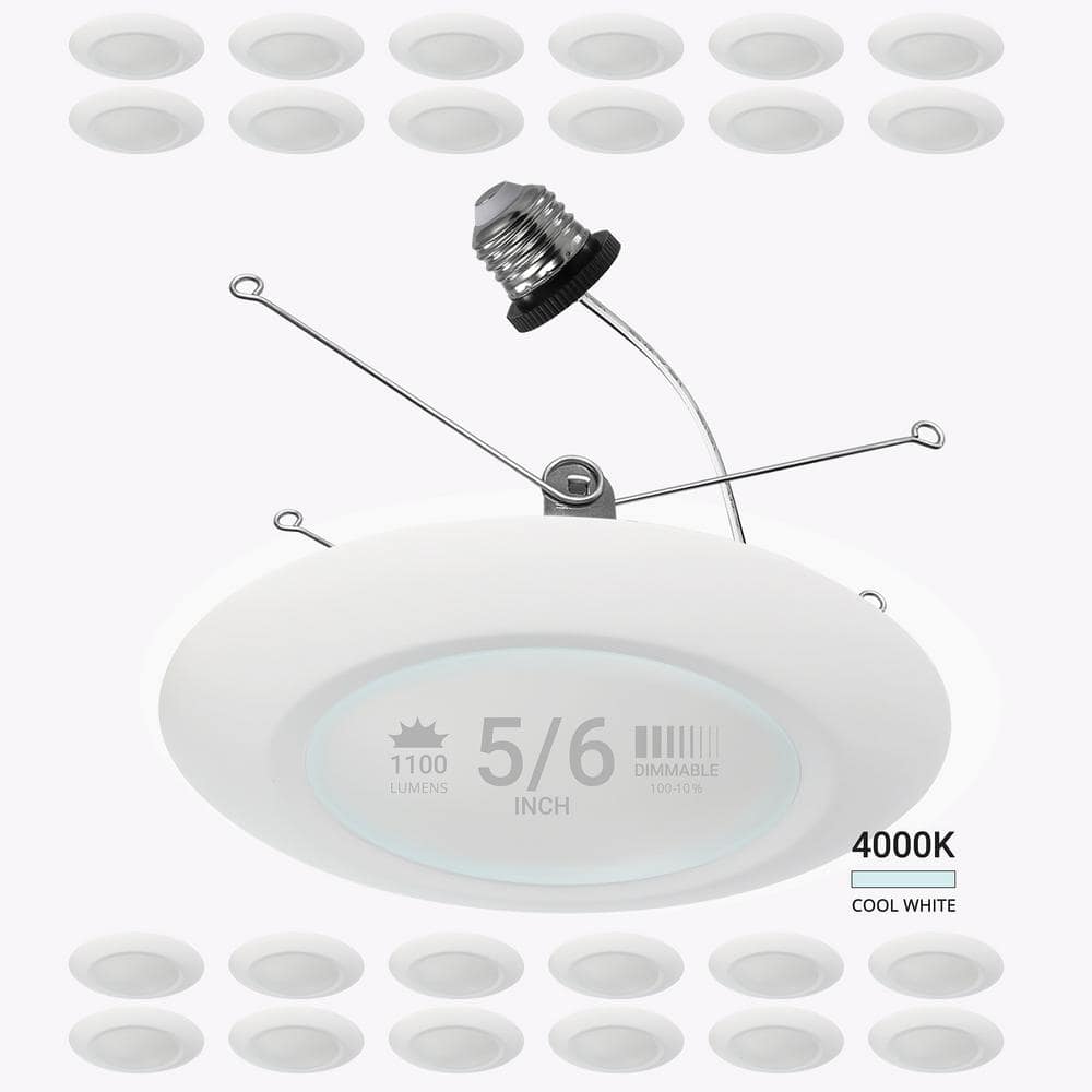 NuWatt 5/6 in. 4000K Cool White Remodel 15-Watt Retrofit Disk Light E26 ...