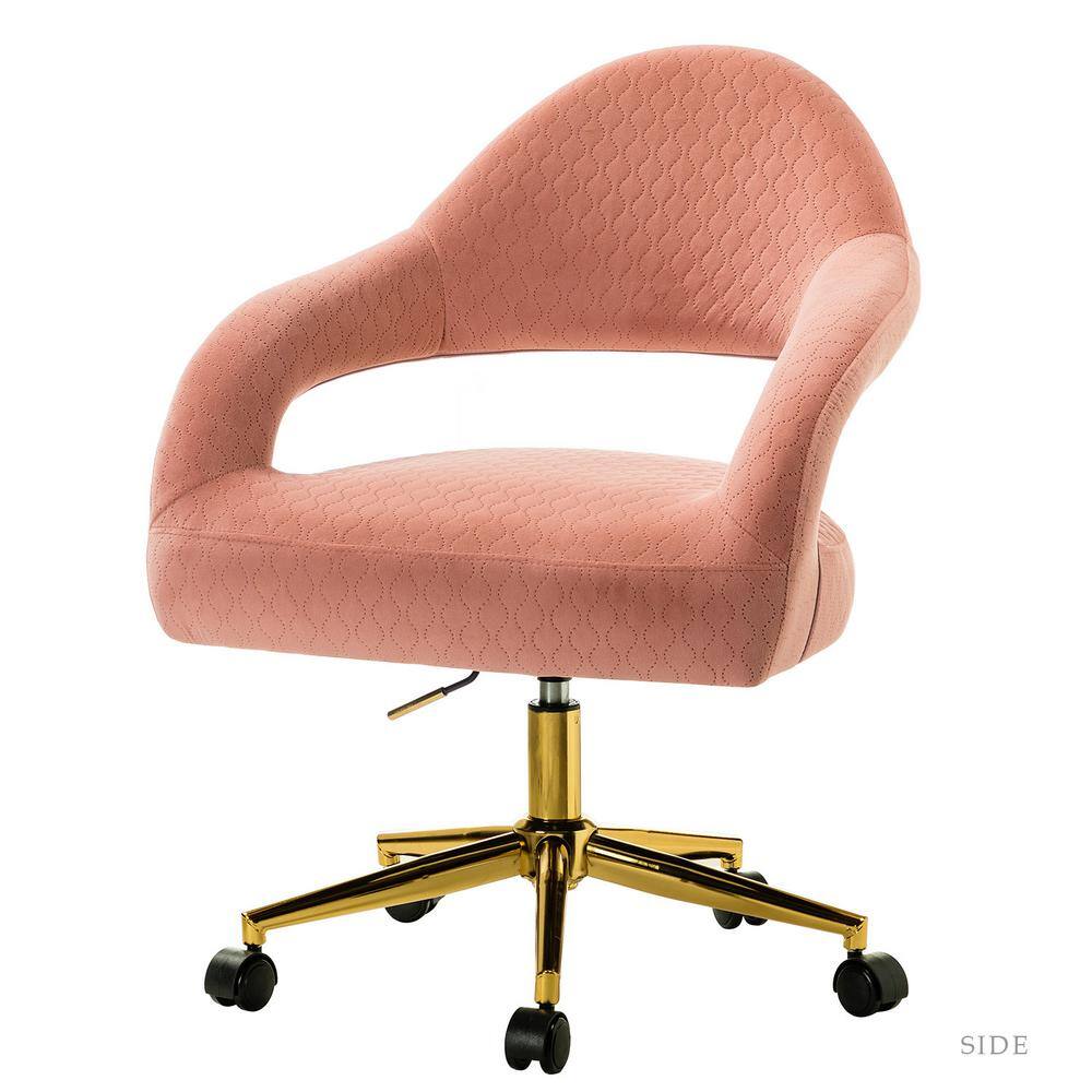 JAYDEN CREATION Sara Pink Swivel Task Chair with Golden Base OFDT0104 ...