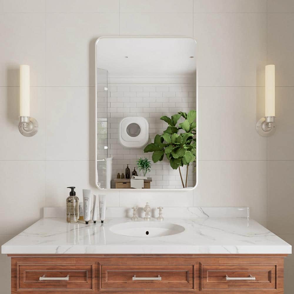 Brushed Nickel Bathroom Mirror Rectangular