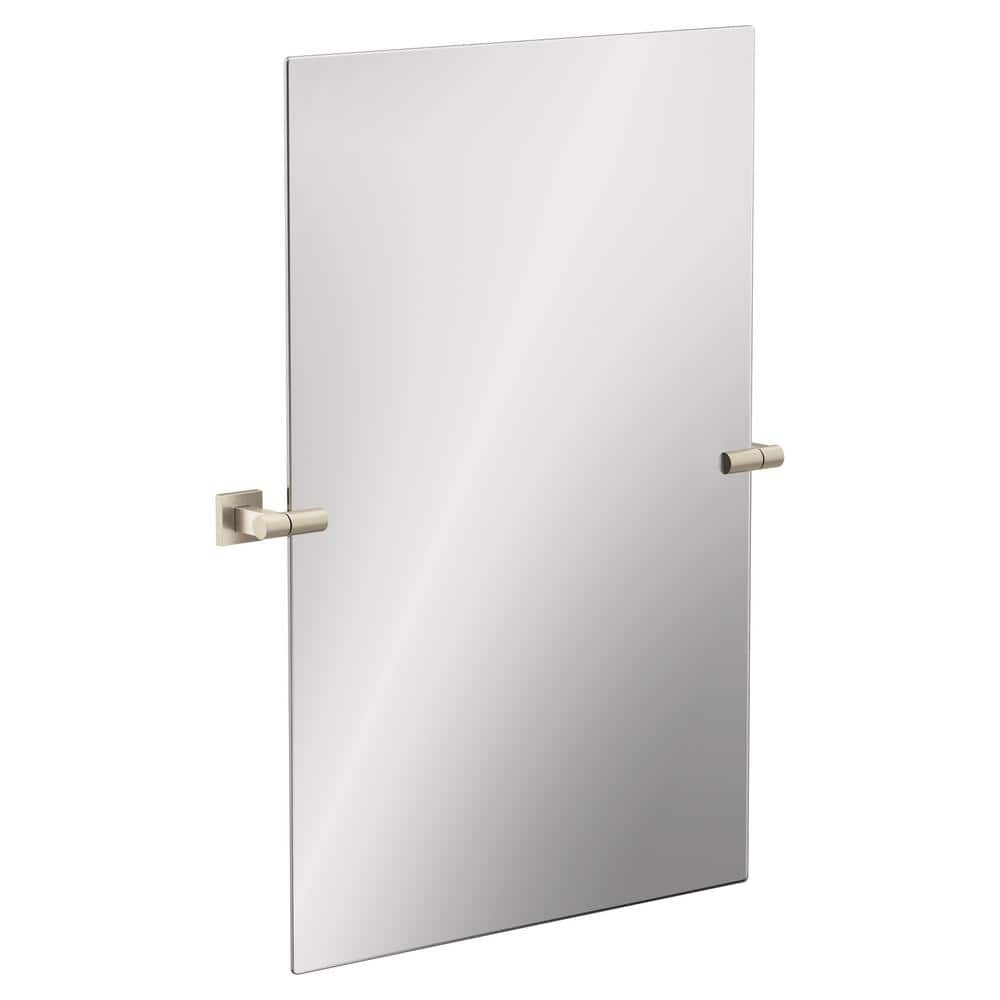 MOEN Triva 36 in. x 25.4 in. Single Frameless Wall Mirror in Brushed ...