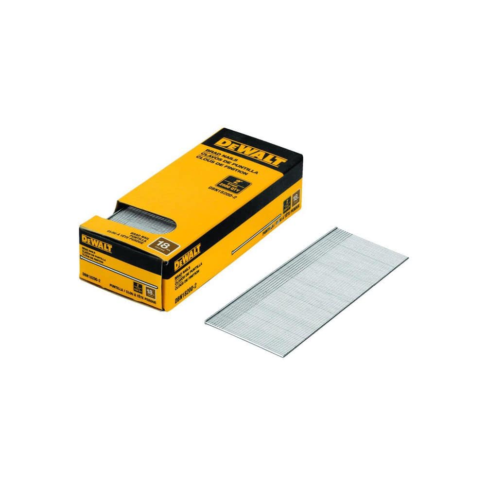 DEWALT 2 in. x 18-Gauge Glue Collated Straight Bright Finish Brad Nails ...