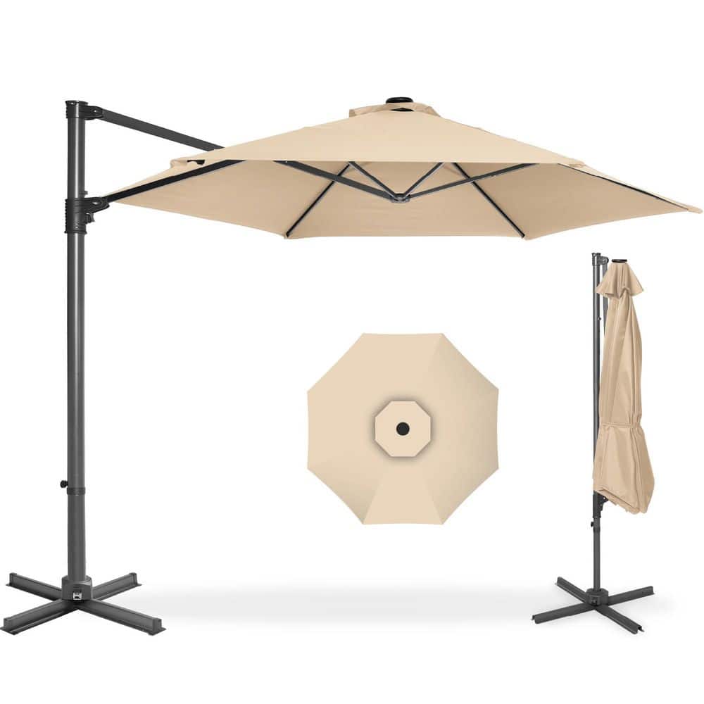 Best Choice Products Sand 10 ft. Solar LED Cantilever Patio Umbrella ...