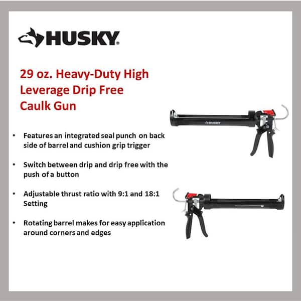 Husky 29 oz. Heavy-Duty High Leverage Drip Free Caulk Gun 19PT0903 ...