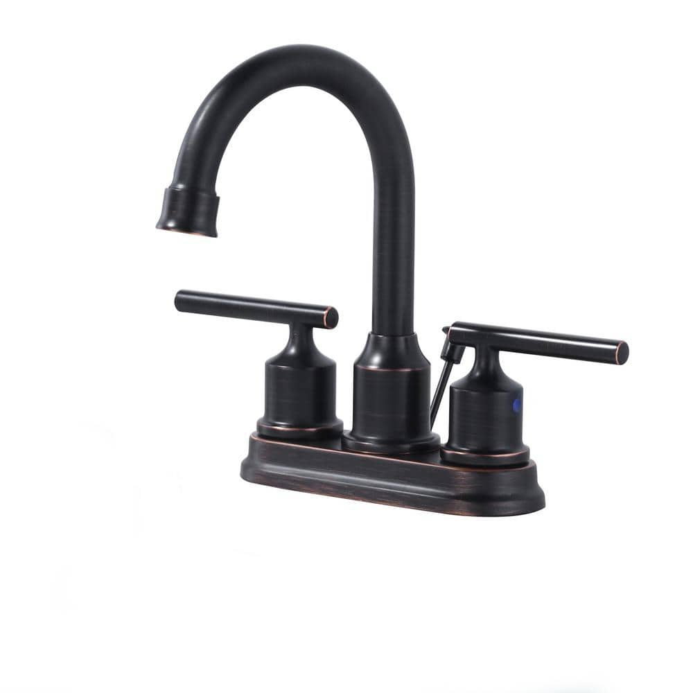 ALEASHA 4 in. Centerset Double Handle High Arc Bathroom Faucet in Oil ...
