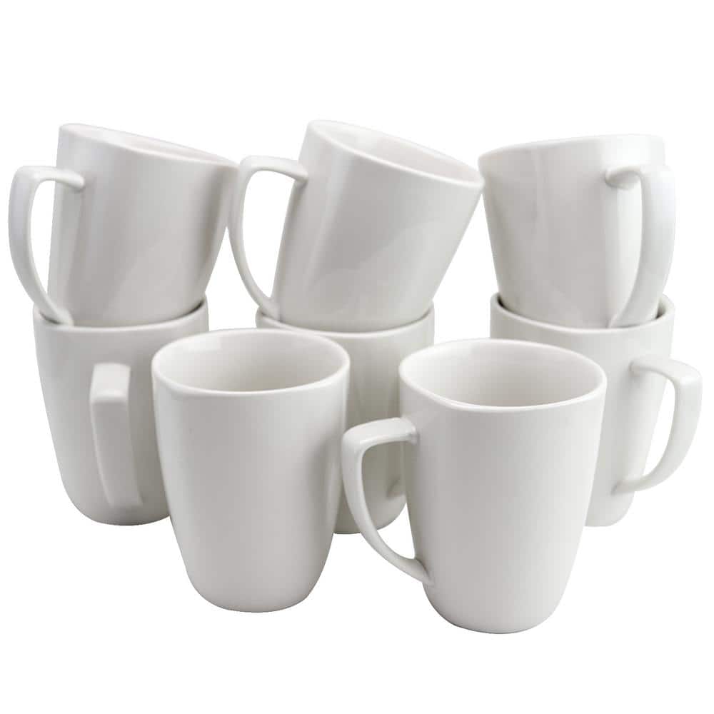 Gibson Home Zen Buffetware 12 oz. White Ceramic Mugs (Set of 8 ...