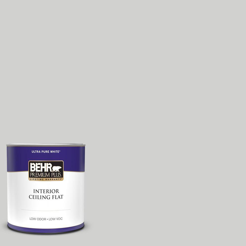 BEHR PREMIUM PLUS 1 qt. #N520-1 White Metal Ceiling Flat Interior Paint ...