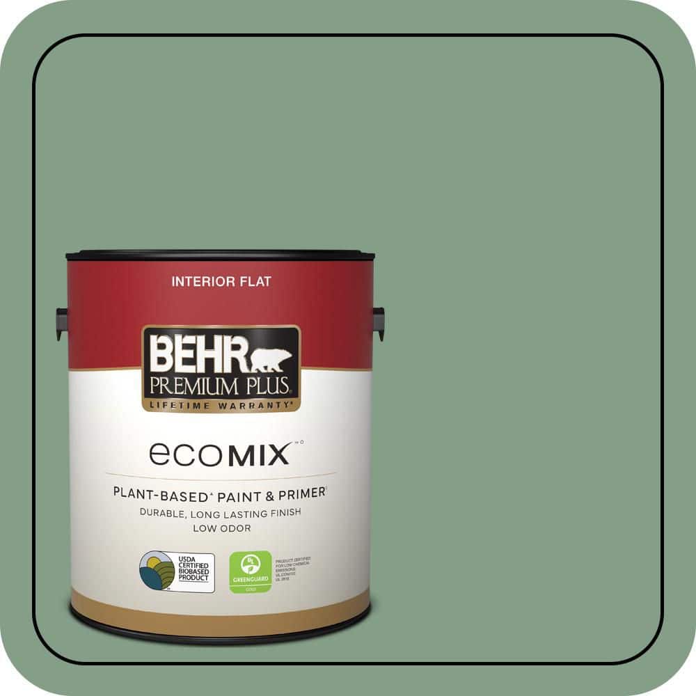 BEHR PREMIUM PLUS 1 gal. #S410-5 Track Green Flat EcoMix Plant-Based ...