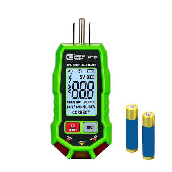 Commercial Electric GFCI Electrical Outlet Tester with LCD GRT-108 ...