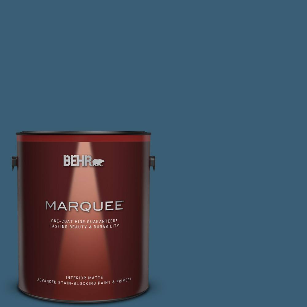 BEHR MARQUEE 1 gal. #S490-7 Superior Blue One-Coat Hide Matte Interior ...