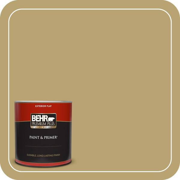 BEHR PREMIUM PLUS 1 qt. #HDC-AC-16 Cumin Flat Exterior Paint & Primer ...