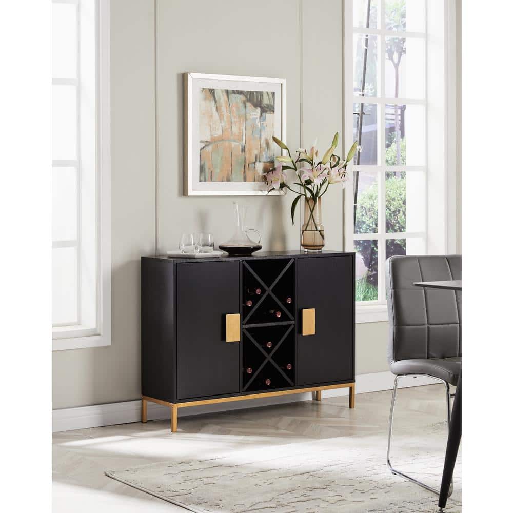 Signature Home SignatureHome Grant Black and Gold Finish Table Height ...