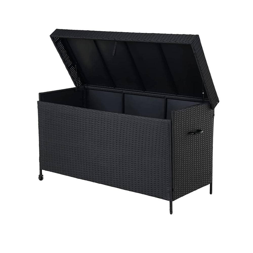 BANSA ROSE 170 Gal. Large Black Wicker Deck Box BR23ZY54 - The Home Depot