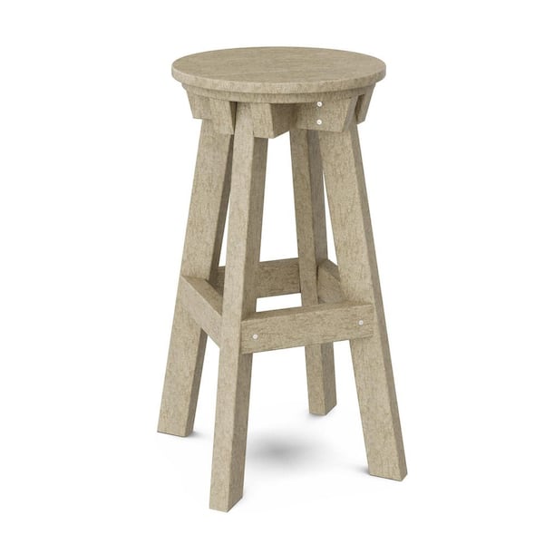 Wildridge Heritage Weathered Wood HDPE Plastic Outdoor Bar Stool LCC ...