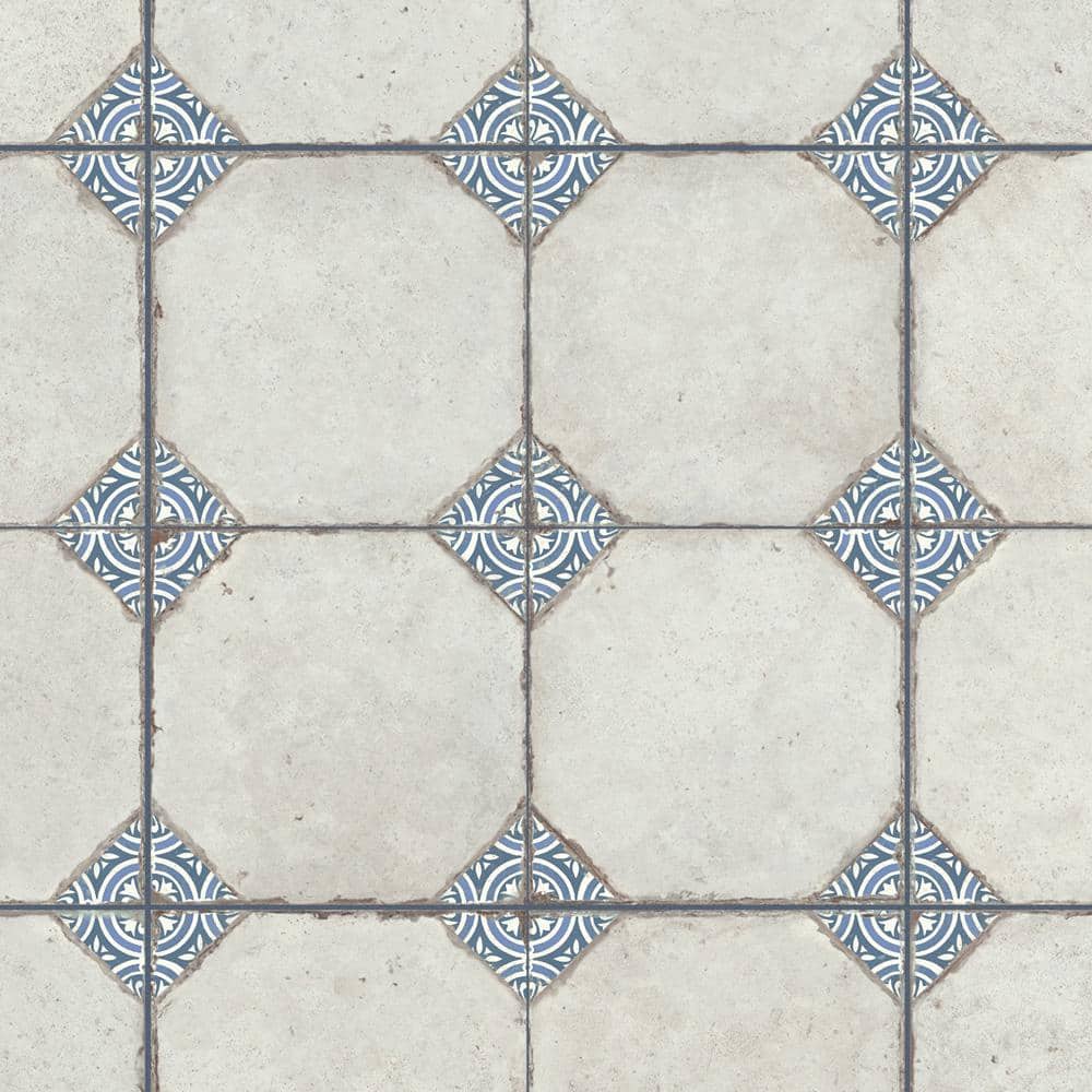 Merola Tile Kings Field Blue 17-3/4 in. x 17-3/4 in. Porcelain Floor ...