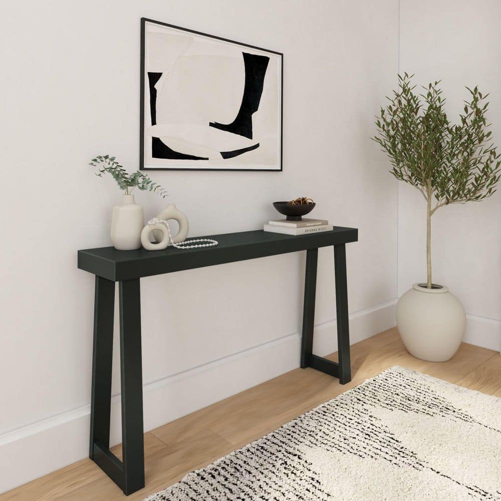 PLANK+BEAM Classic 56 in. Black Rectangle Wood Console Table 2800402000 ...