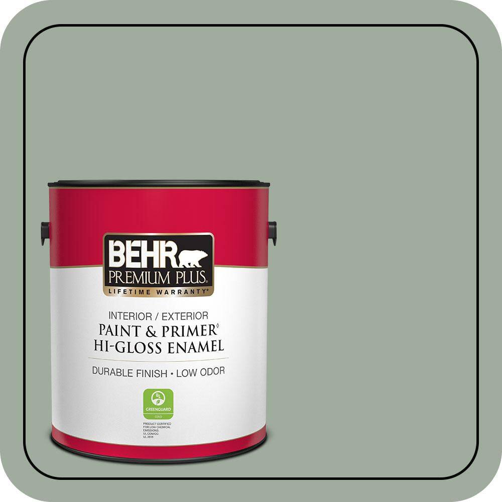 BEHR PREMIUM PLUS 1 gal. #PPU11-15 Green Balsam Hi-Gloss Enamel ...