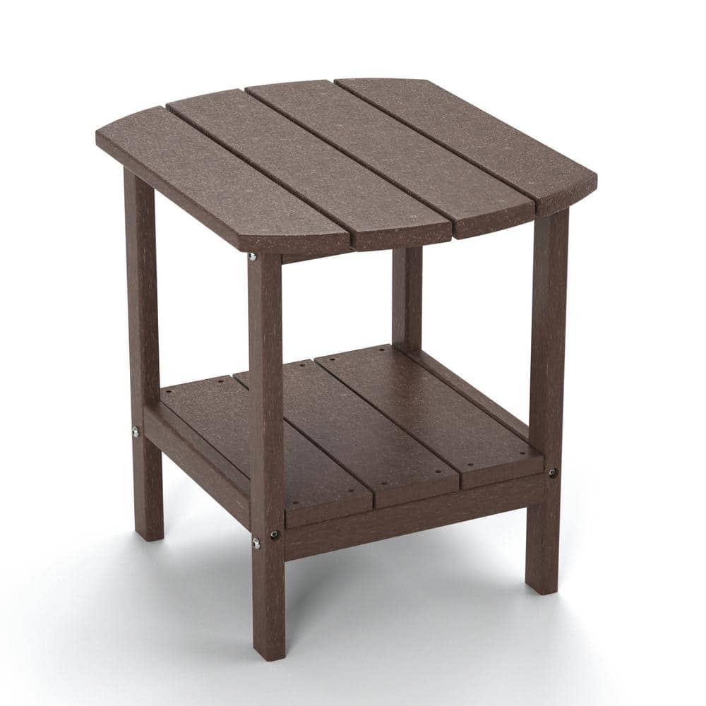 Cesicia Brown Plastic Outdoor Double Side Table with Weather Resistant ...